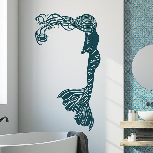 Mermaid Wall Decal Nymph Sea Ocean Sticker Bathroom Vinyl - Etsy