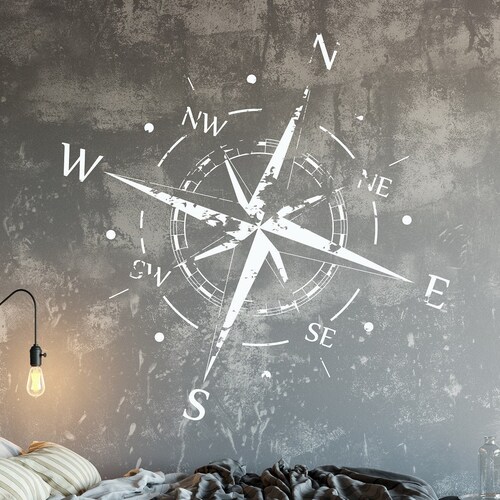 Nautical Compass Rose Wall Ceiling Decal Bedroom Decor the - Etsy