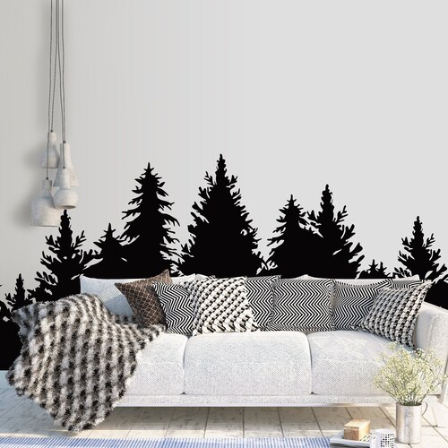 Fir Trees Decals Forest Stripe Vinyl Decal Pine Tree Wall - Etsy