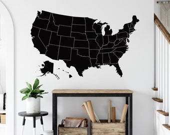 Large Usa Map Wall Decal | Etsy