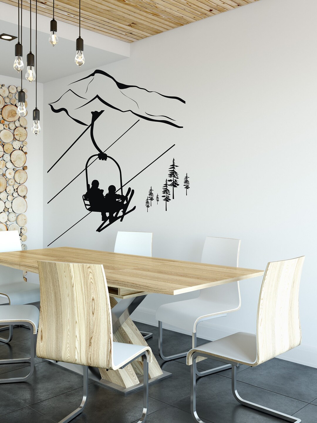 Skiing Wall Decal Winter Sports Decor Ski Lift Wall Decal - Etsy