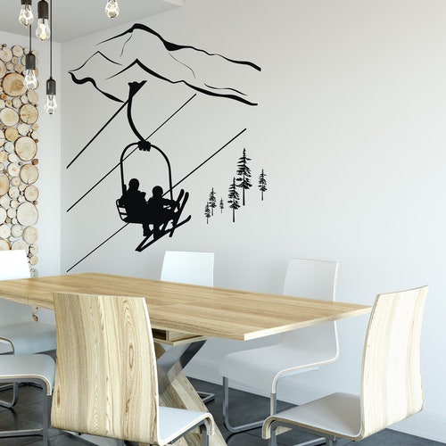 Skiing Wall Decal Winter Sports Decor Ski Lift Wall Decal - Etsy