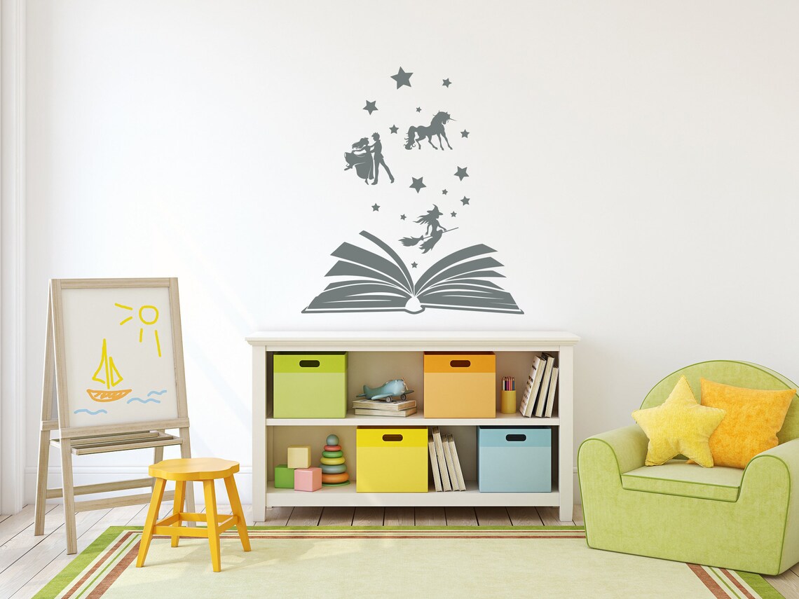Open Book Wall Decal Magic Book Wall Decor Vinyl Art Stickers - Etsy