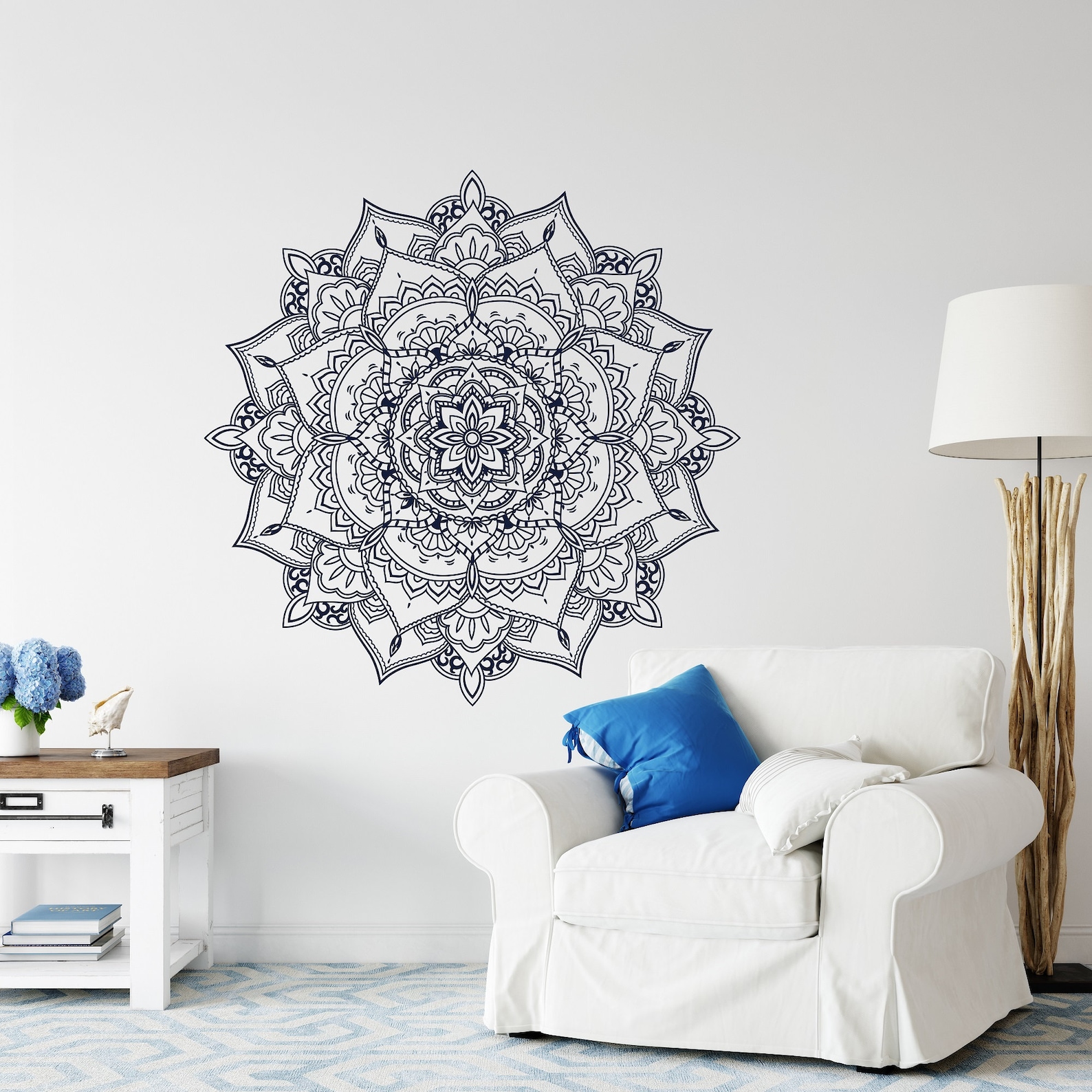 Mandala Wall Decal Mandala Flower Wall Art Sticker Bohemian | Etsy