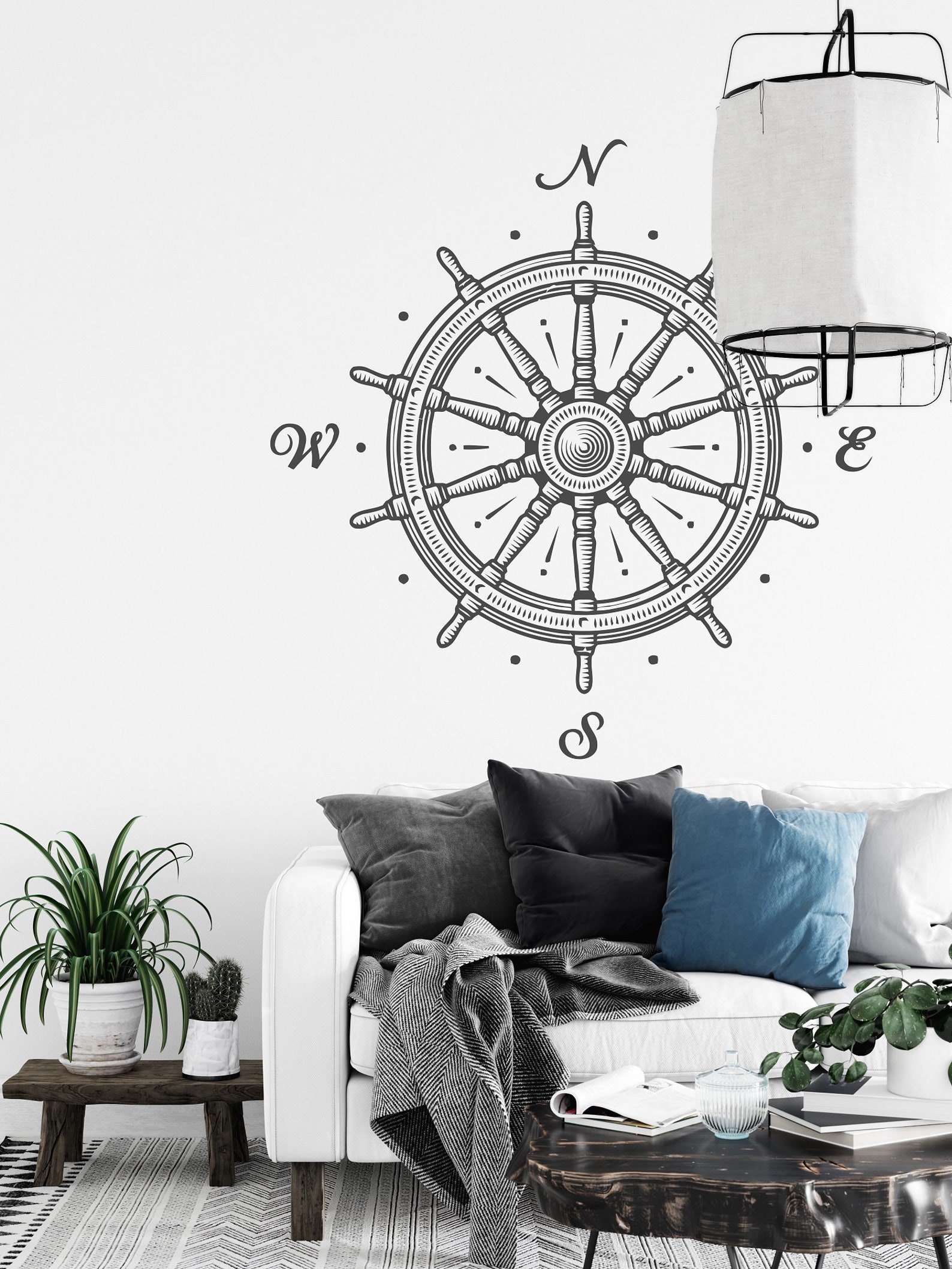 Ship Wheel Wall Decal Compass Rose Sticker Navigational - Etsy