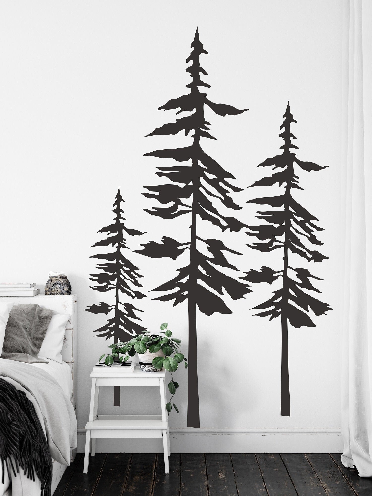 Pine Trees Wall Decal Forest Wall Art Pine Tree Decor Set Etsy Canada