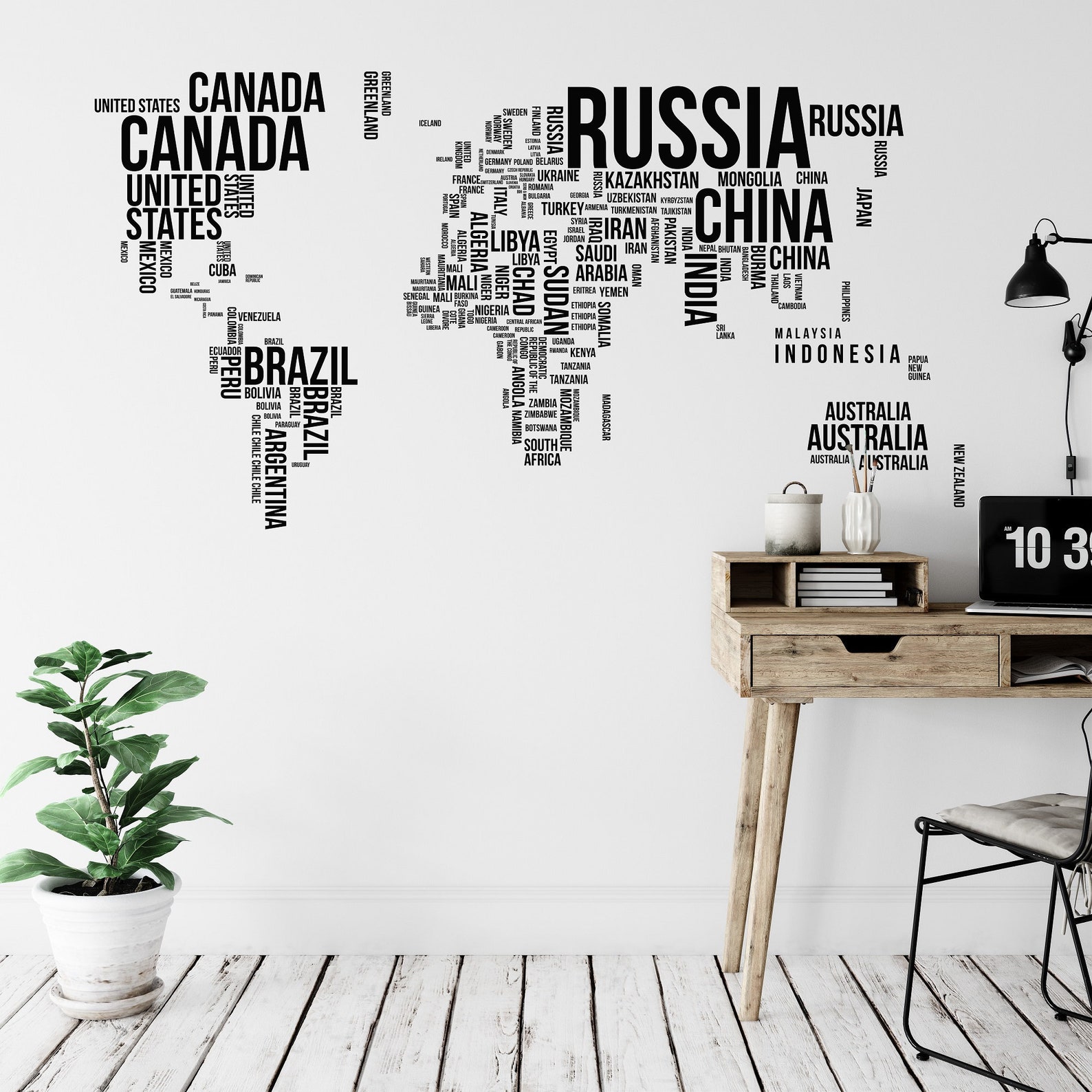 Detailed World Map Large World Map Wall Decal Map of the - Etsy