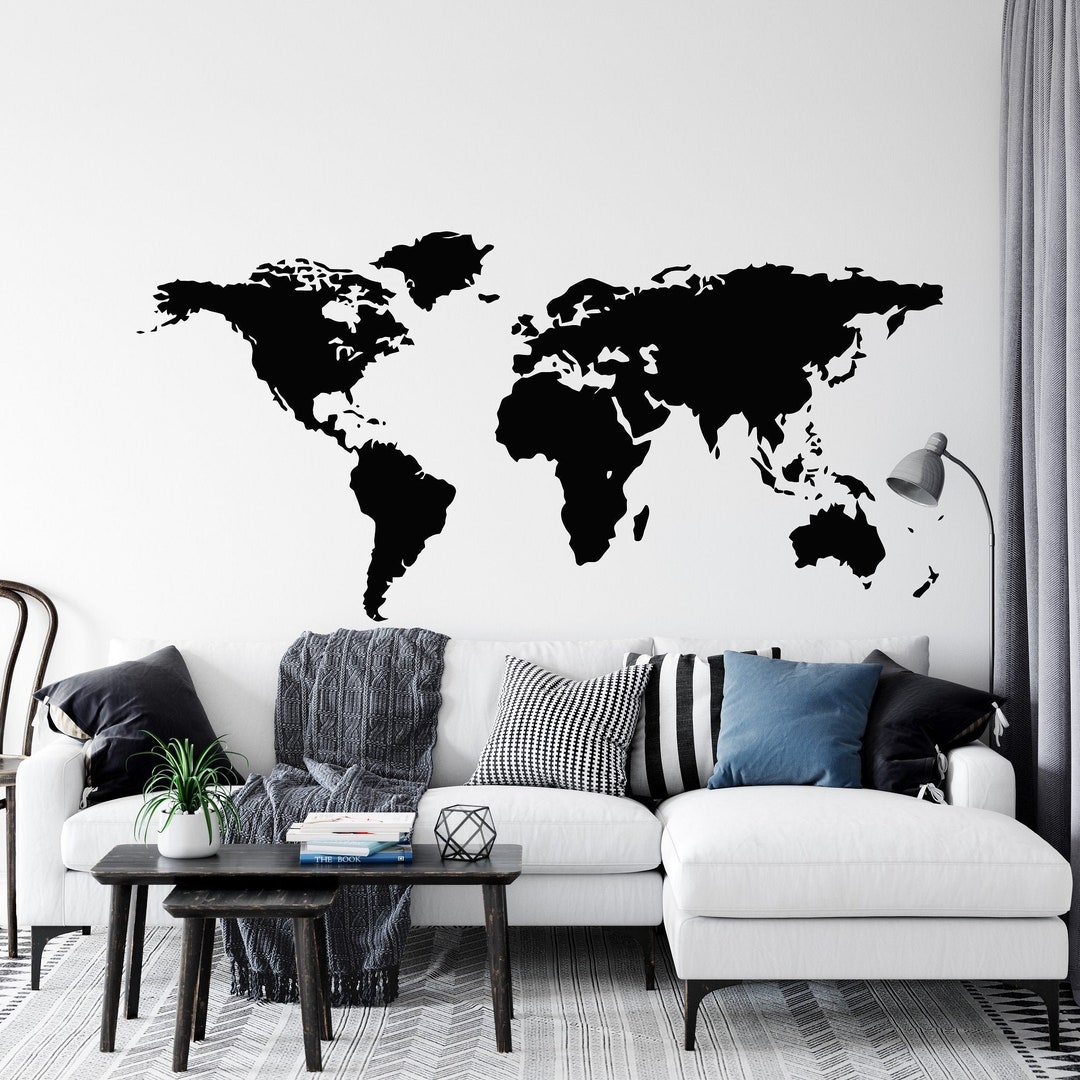 World Map Wall Decal Map of the World Vinyl Sticker Large - Etsy Hong Kong