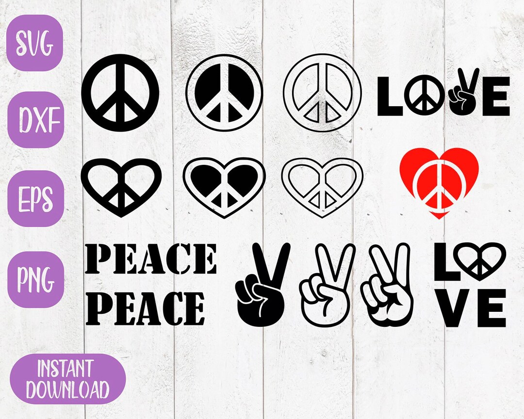 Signo de la Paz Svg Mano Svg Corazón Svg Signo de la Paz - Etsy España