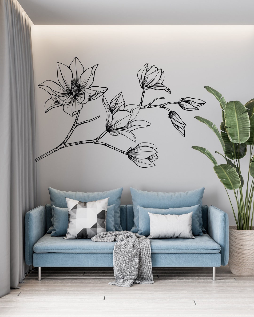 Magnolia Wall Decal Magnolia Branch Magnolia Flowers - Etsy