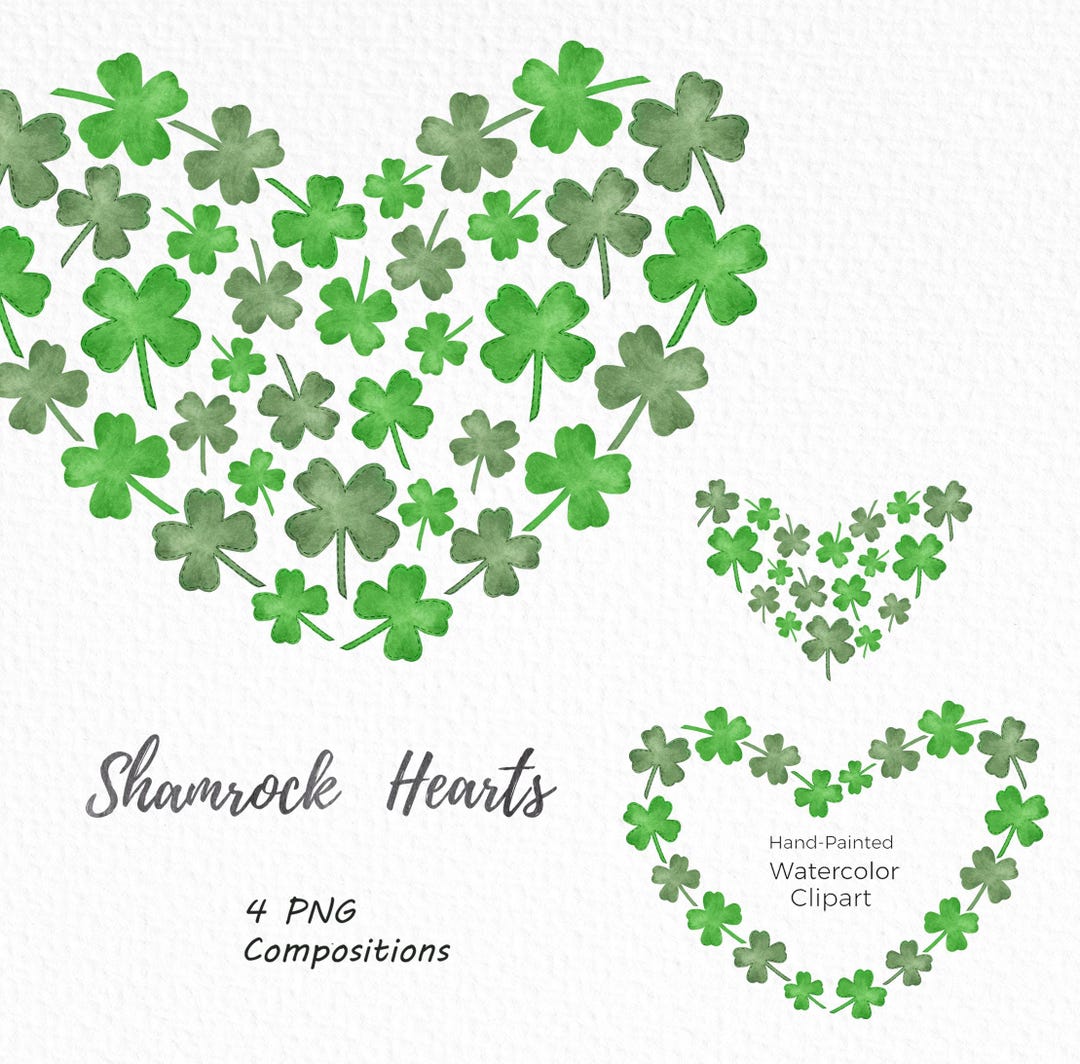 Watercolor Shamrock Frames Clipart, Green Heart Frame, Patricks Day ...