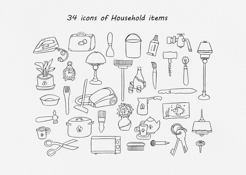 Household Items and Appliances SVG EPS Icons Line (Instant Download) - Etsy