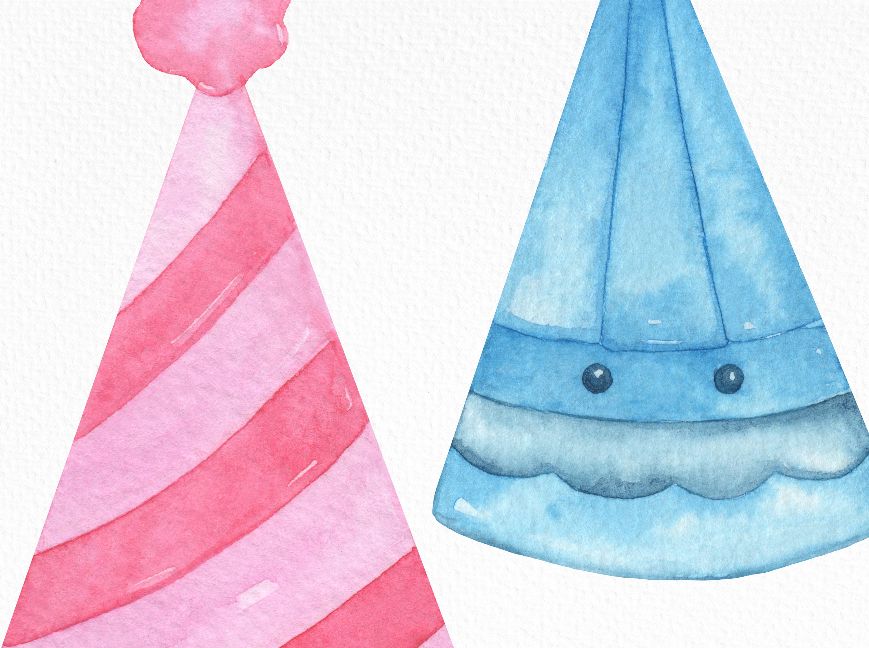 Watercolor Party Hats Clipart, Colorful Birthday Hats and Borders - Etsy