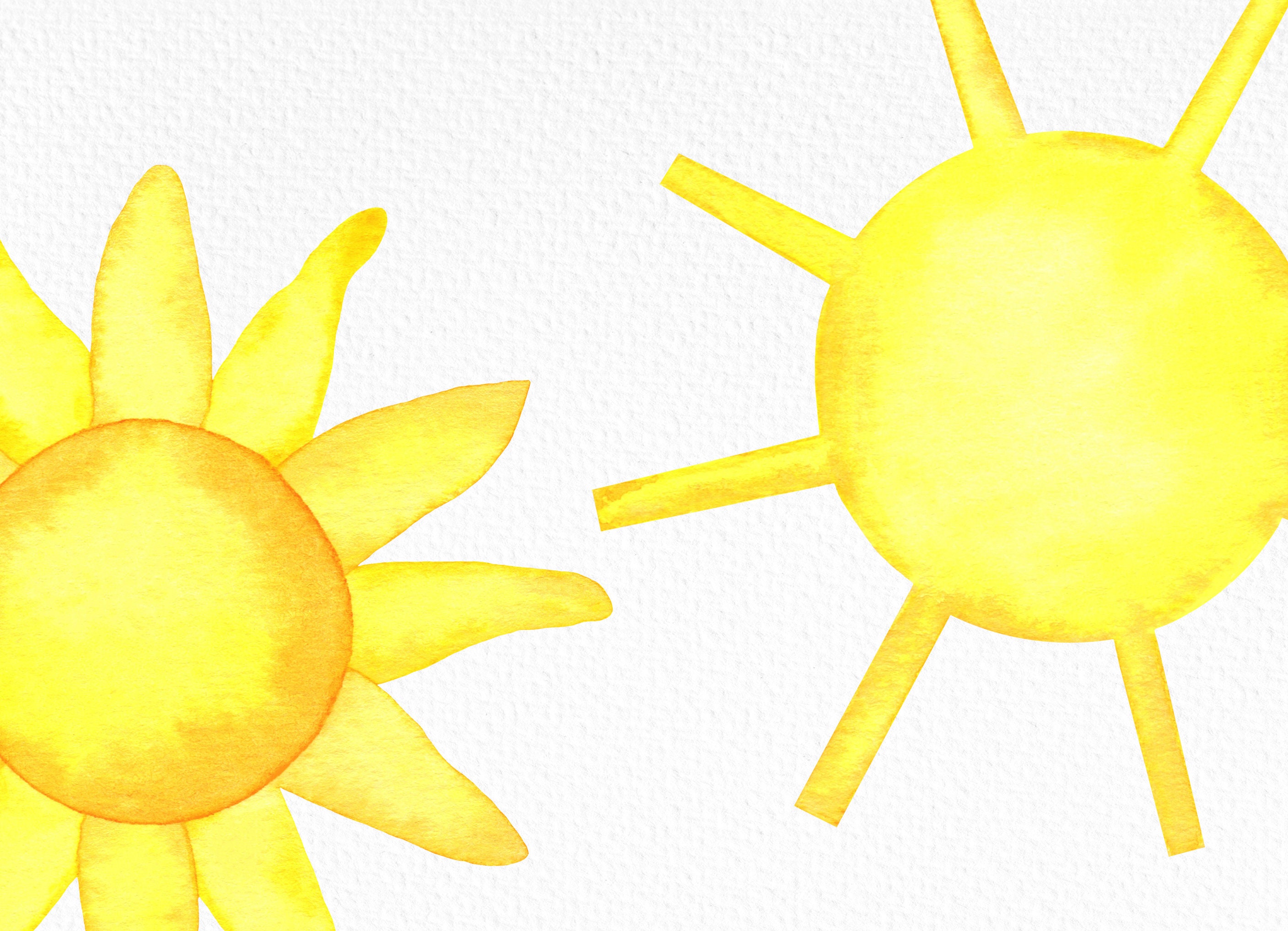 Watercolor Sun Clipart, Hand Painted Watercolor Yellow Sun, Summer ...