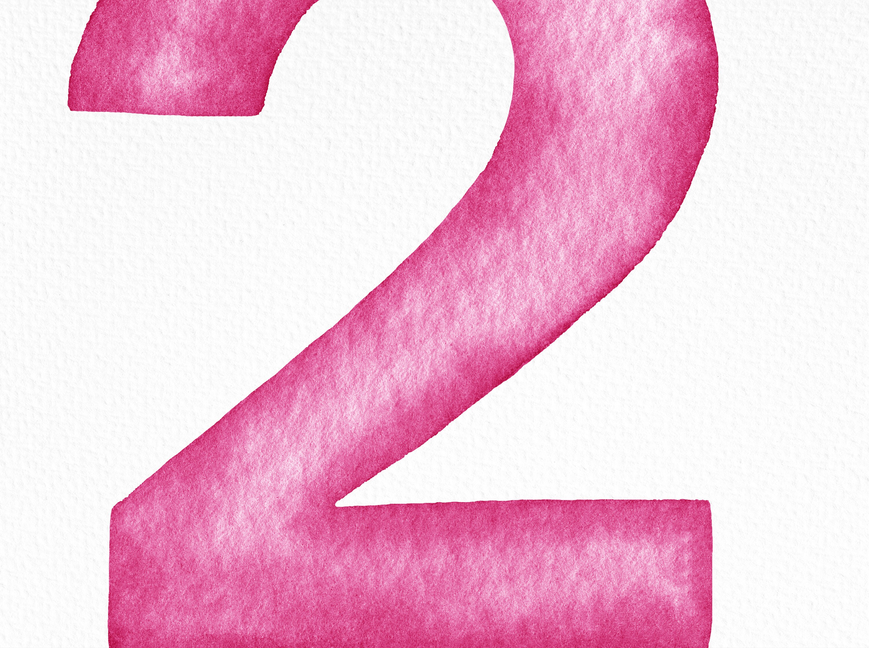Watercolor Pink Numbers Clipart, Hand Painted Individual PNG, Baby ...