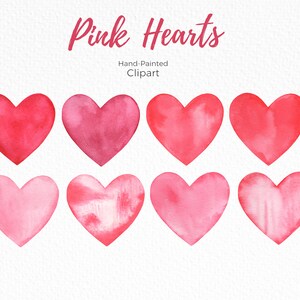 Watercolor Pink Hearts Clipart for Love Mother's Day - Etsy