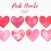 Watercolor Pink Hearts Clipart for Love, Mother's Day, Valentine's Day ...