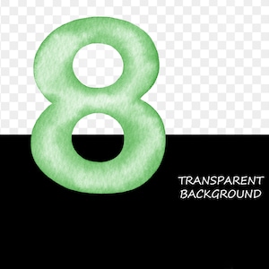 Watercolor Green Numbers Clipart, Hand Painted Individual PNG, Baby ...