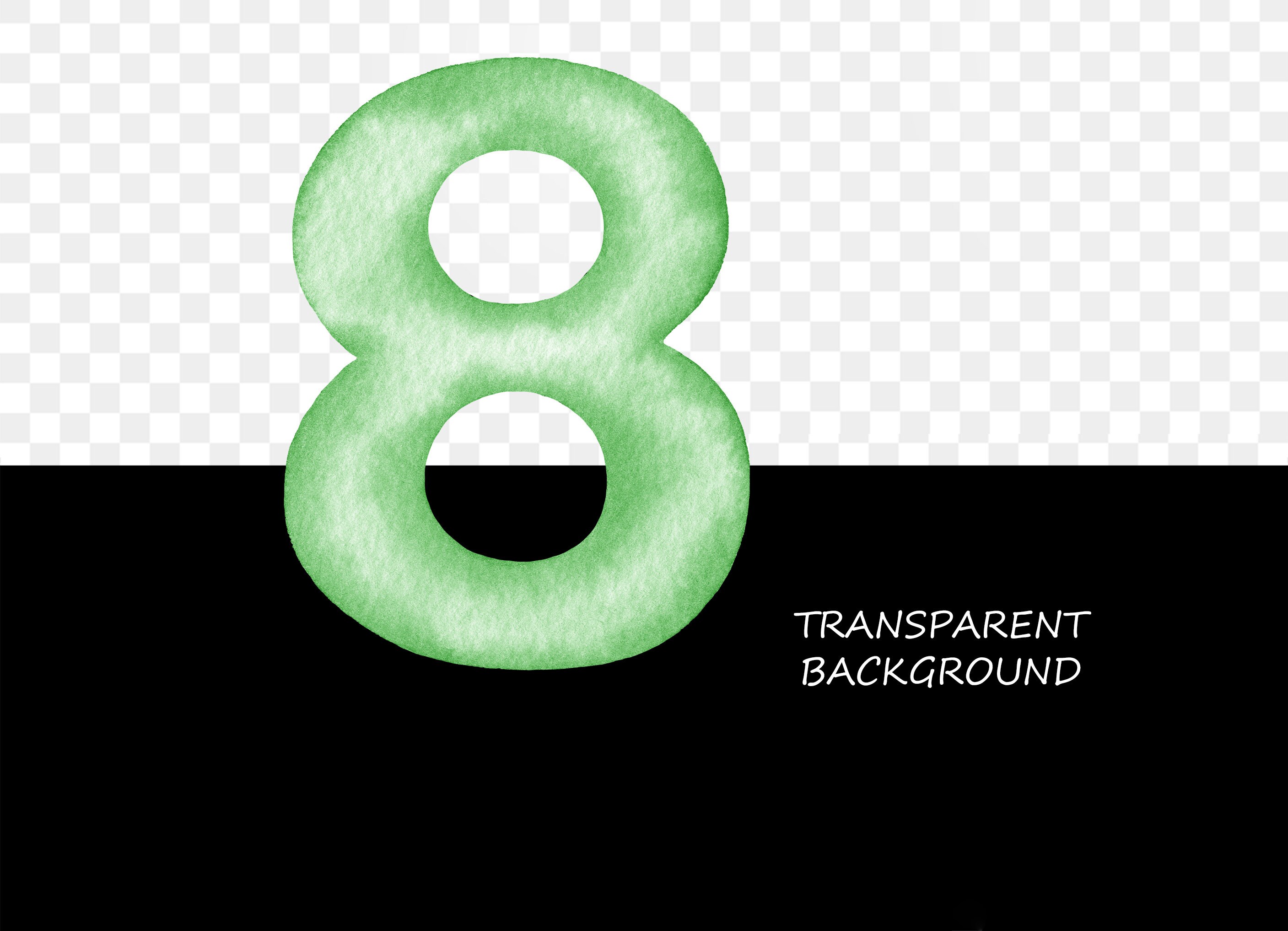 Watercolor Green Numbers Clipart, Hand Painted Individual PNG, Baby ...