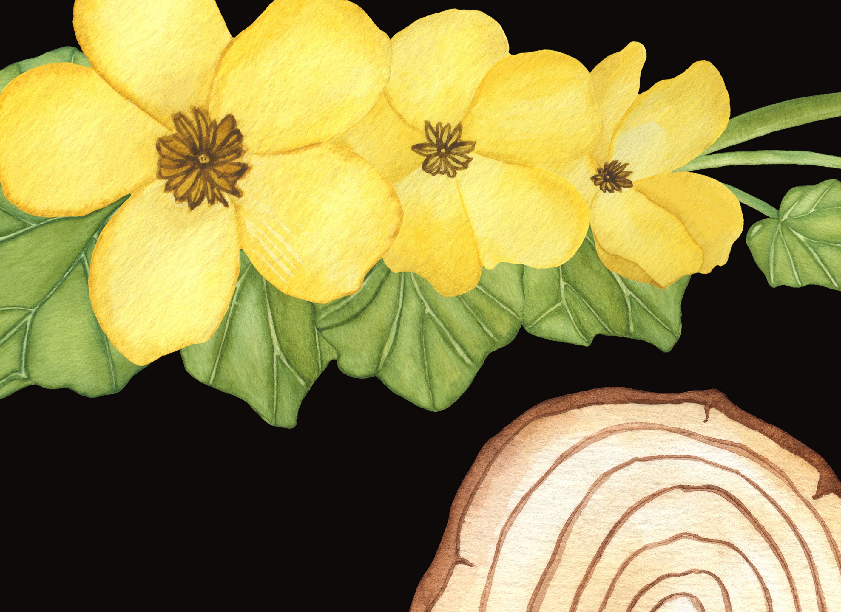 Craft Supplies & Tools Violet Yellow spring Flowers Watercolor Wood ...