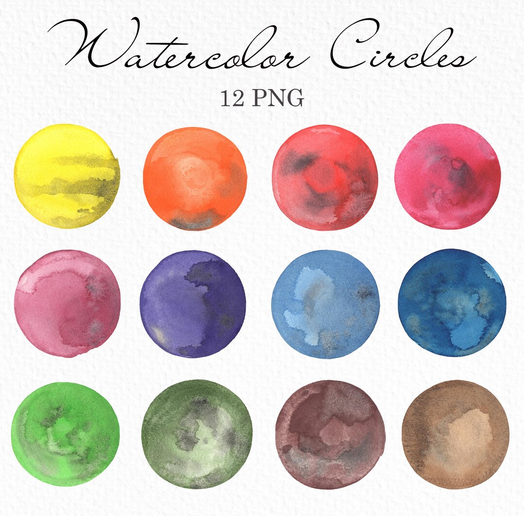 Watercolor Circles Clipart, Round Clipart, Colorful Circles PNG, Design ...