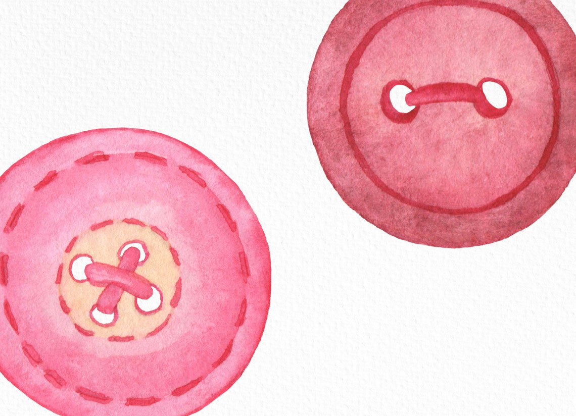 Watercolor Sewing Buttons Clipart, Needlework Pink Scrapbooking Buttons ...