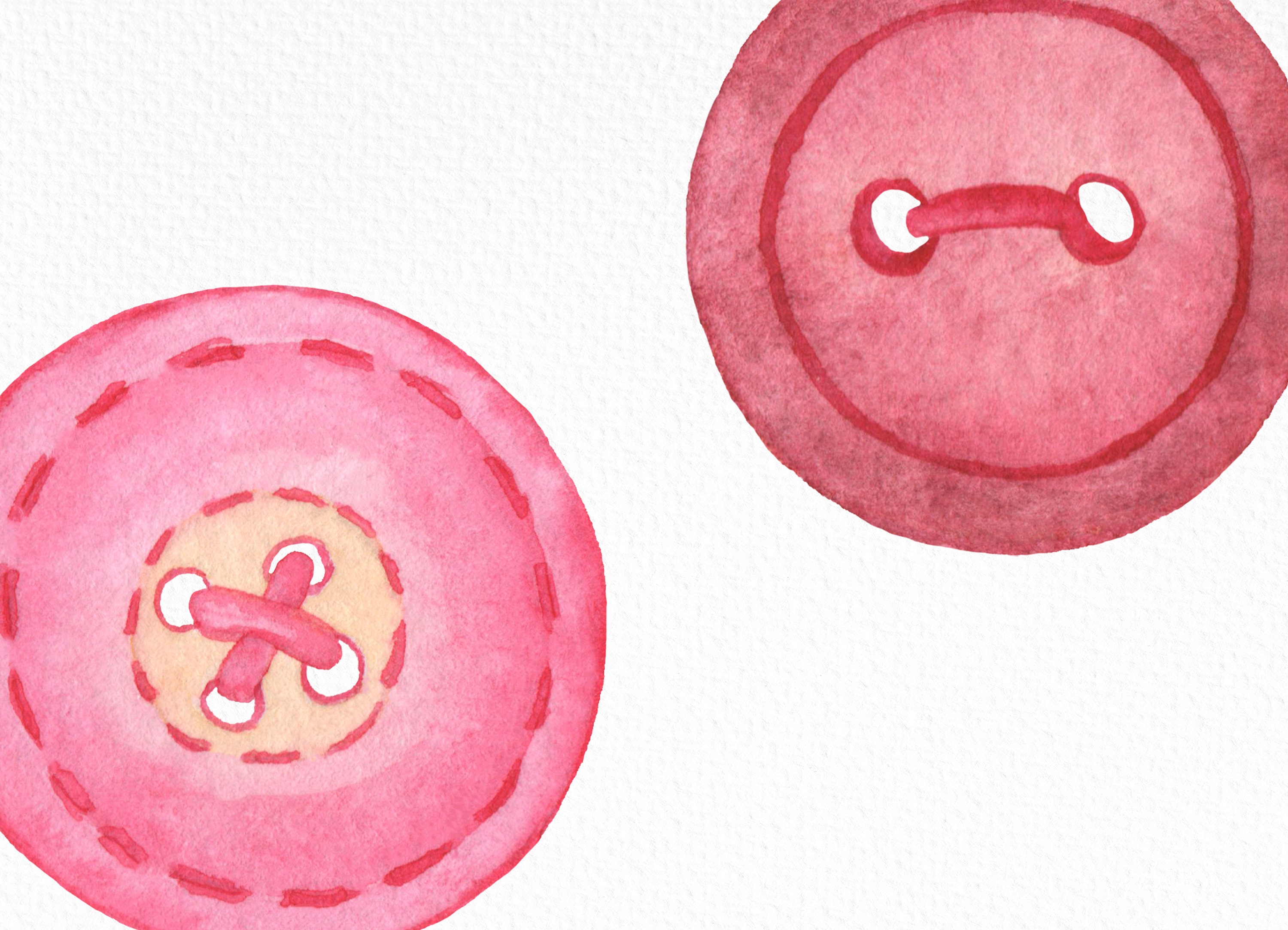 Watercolor Sewing Buttons Clipart, Needlework Pink Scrapbooking Buttons ...