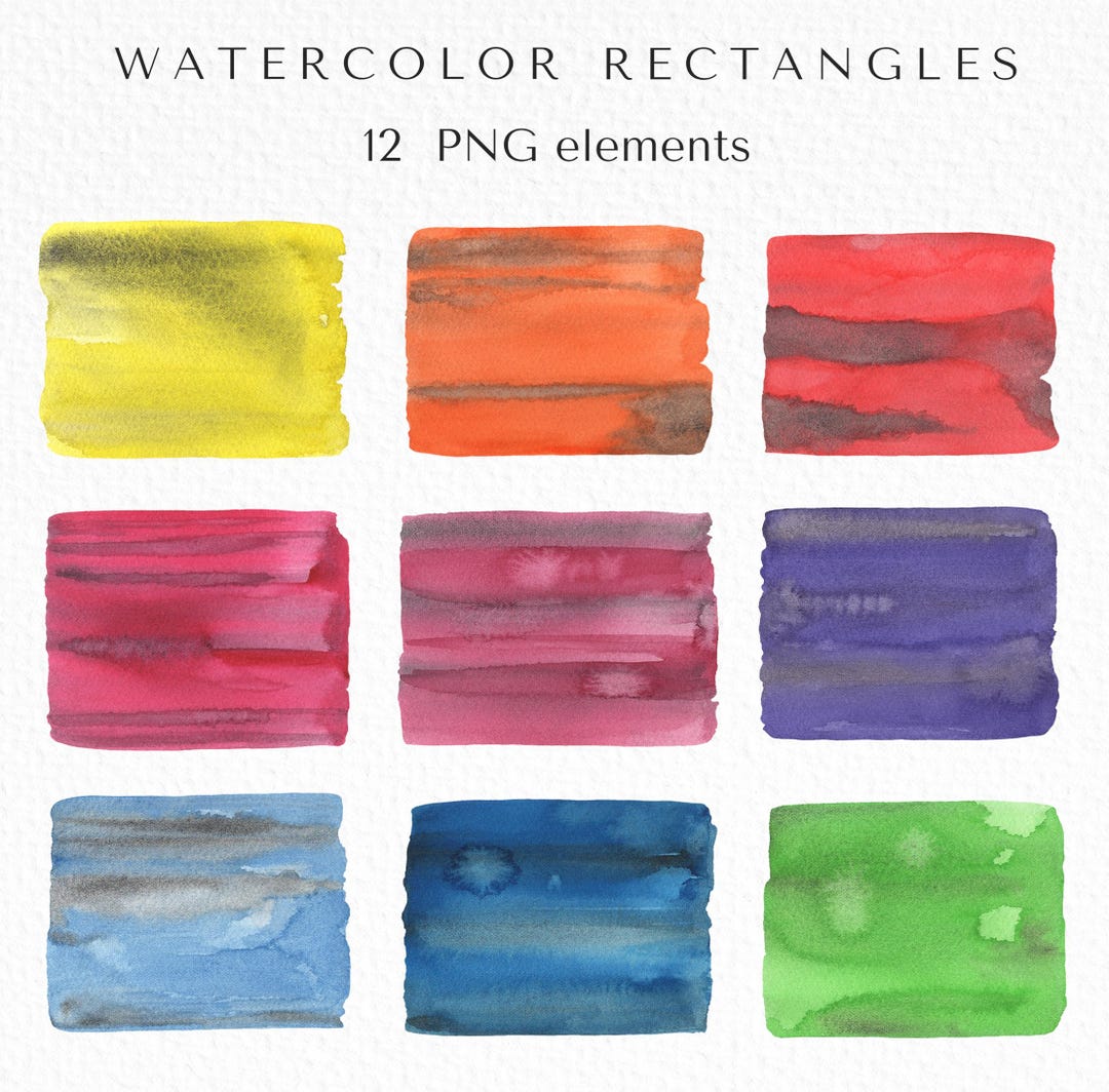 Watercolor Rectangles Clipart, Abstract Watercolor, Rectangle Border ...