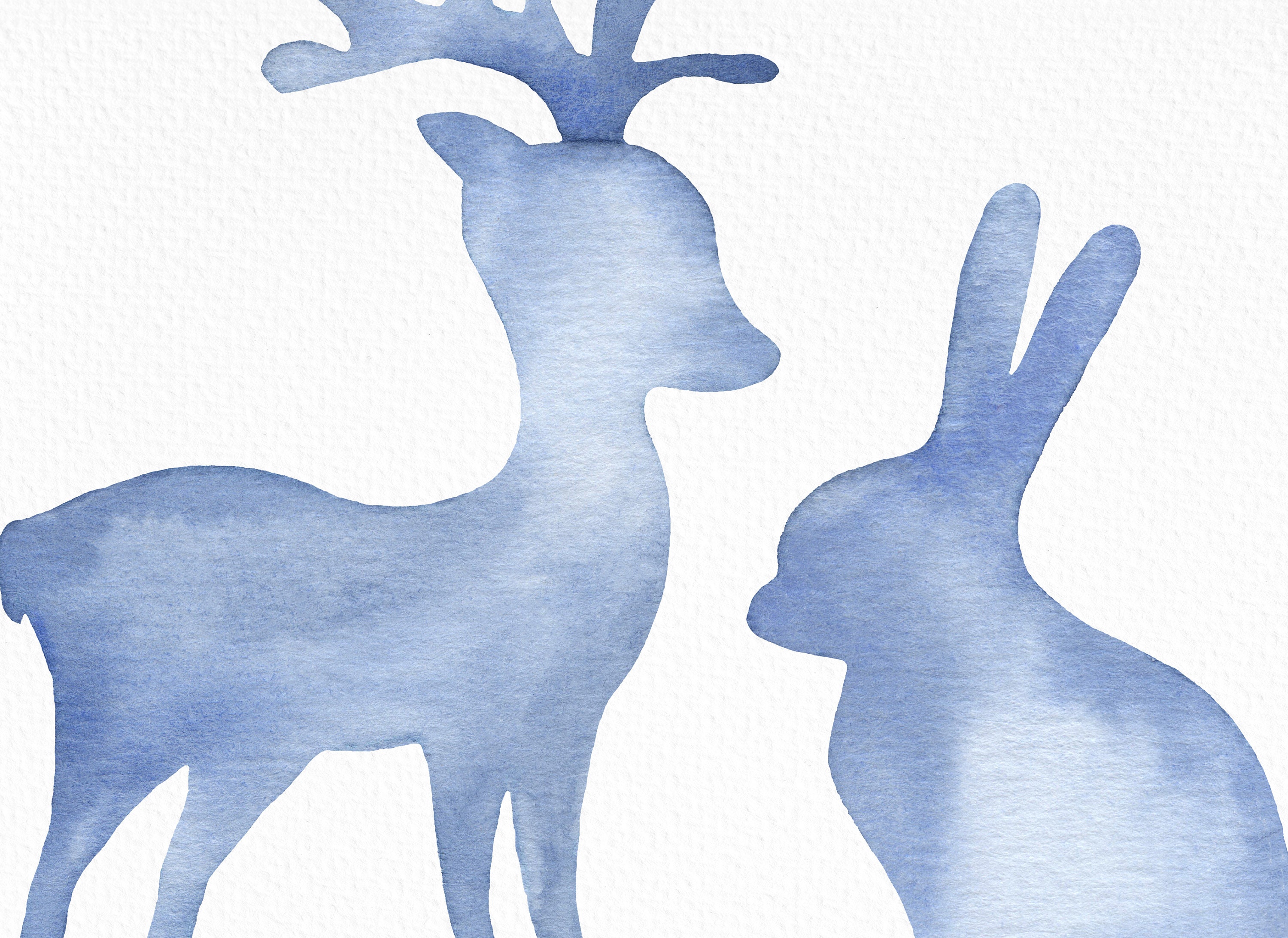 Winter Forest Animals Clipart Watercolor Animal Silhouettes - Etsy