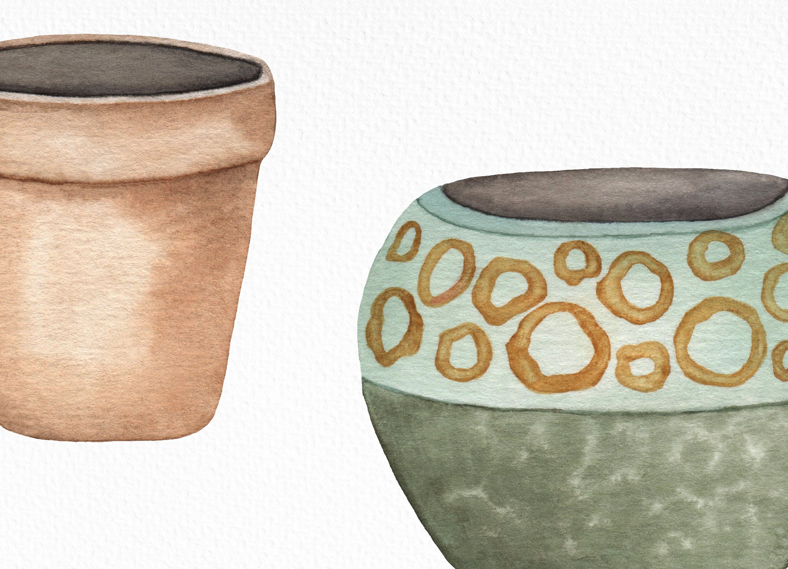 Boho House Plants Clipart, Watercolor Greenery, Indoor Potted Plants - Etsy