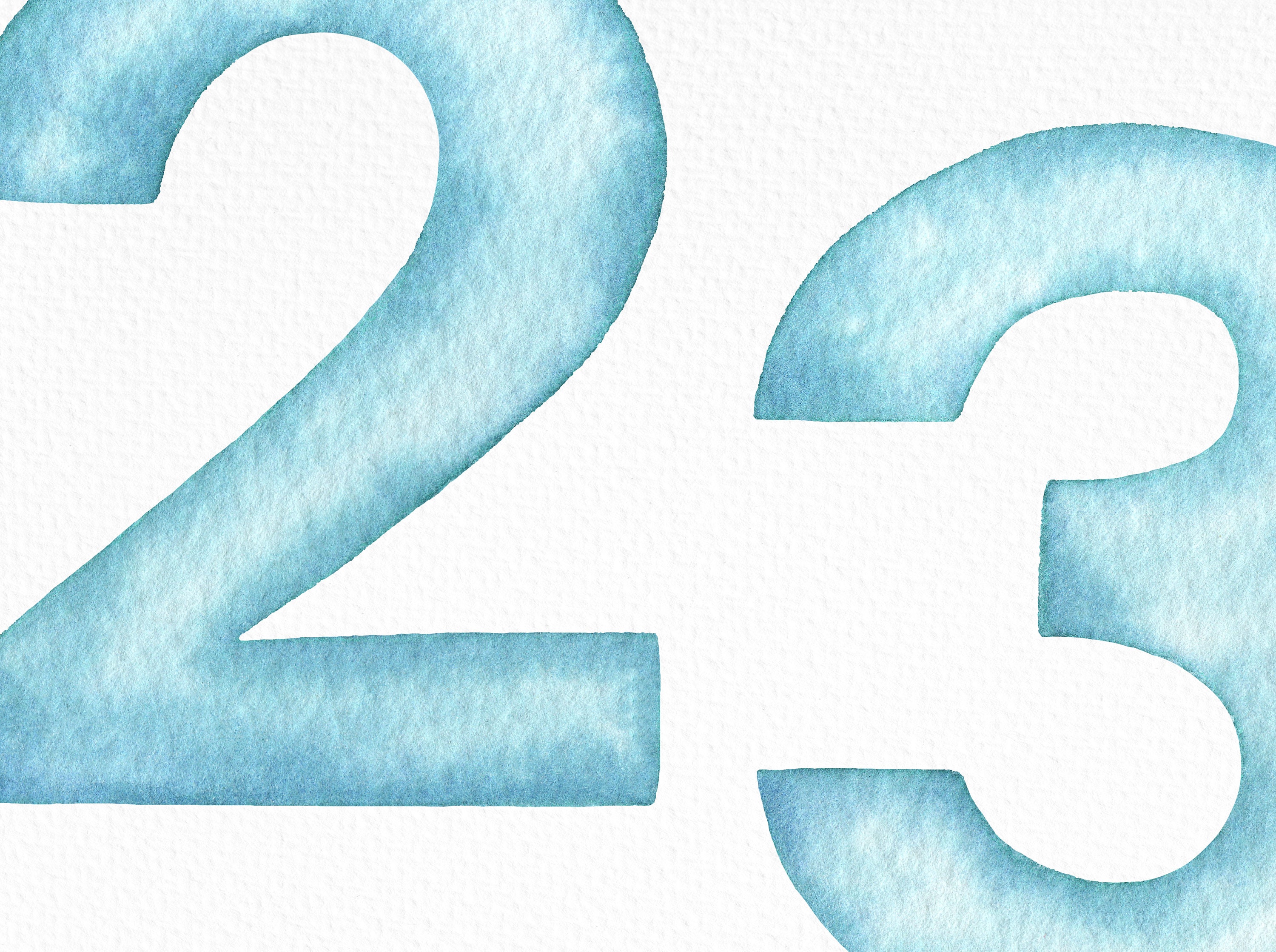 Watercolor Blue Numbers Clipart, Hand Painted Individual PNG, Baby ...