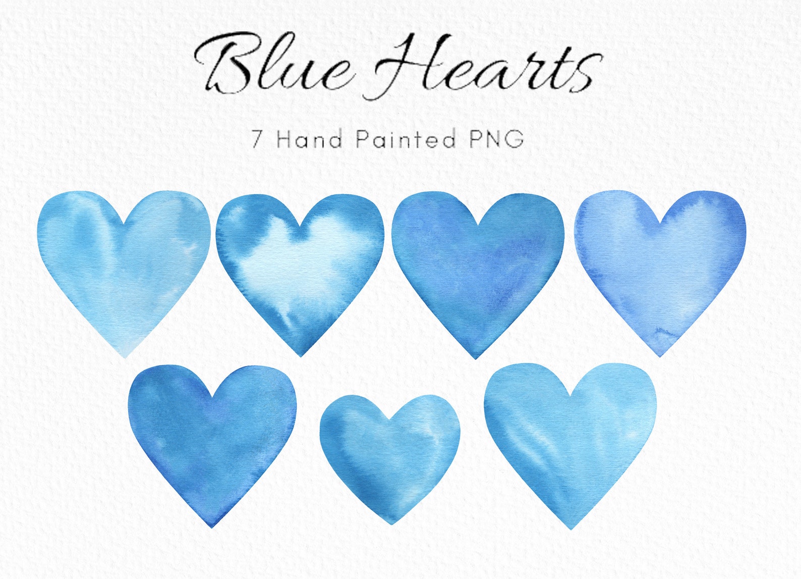 Watercolor Blue Hearts Clipart for Love, Mother's Day, Valentine's Day ...