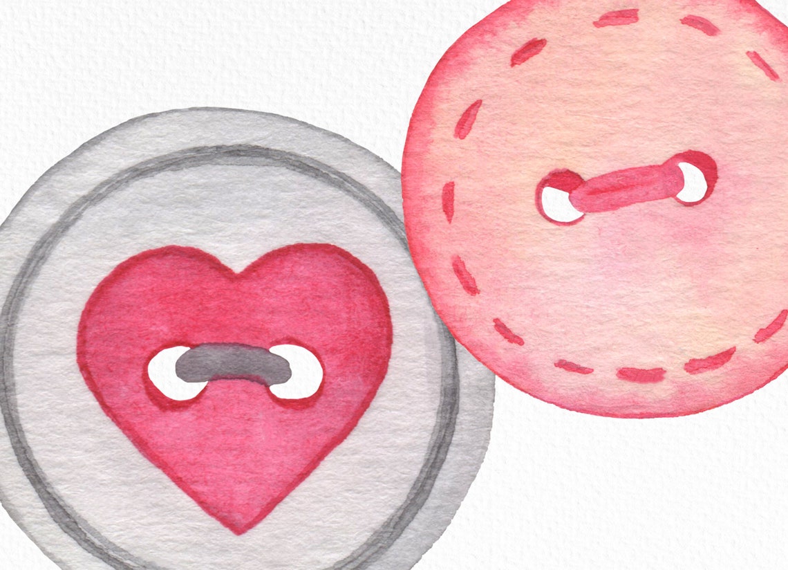 Watercolor Sewing Buttons Clipart, Needlework Pink Scrapbooking Buttons ...