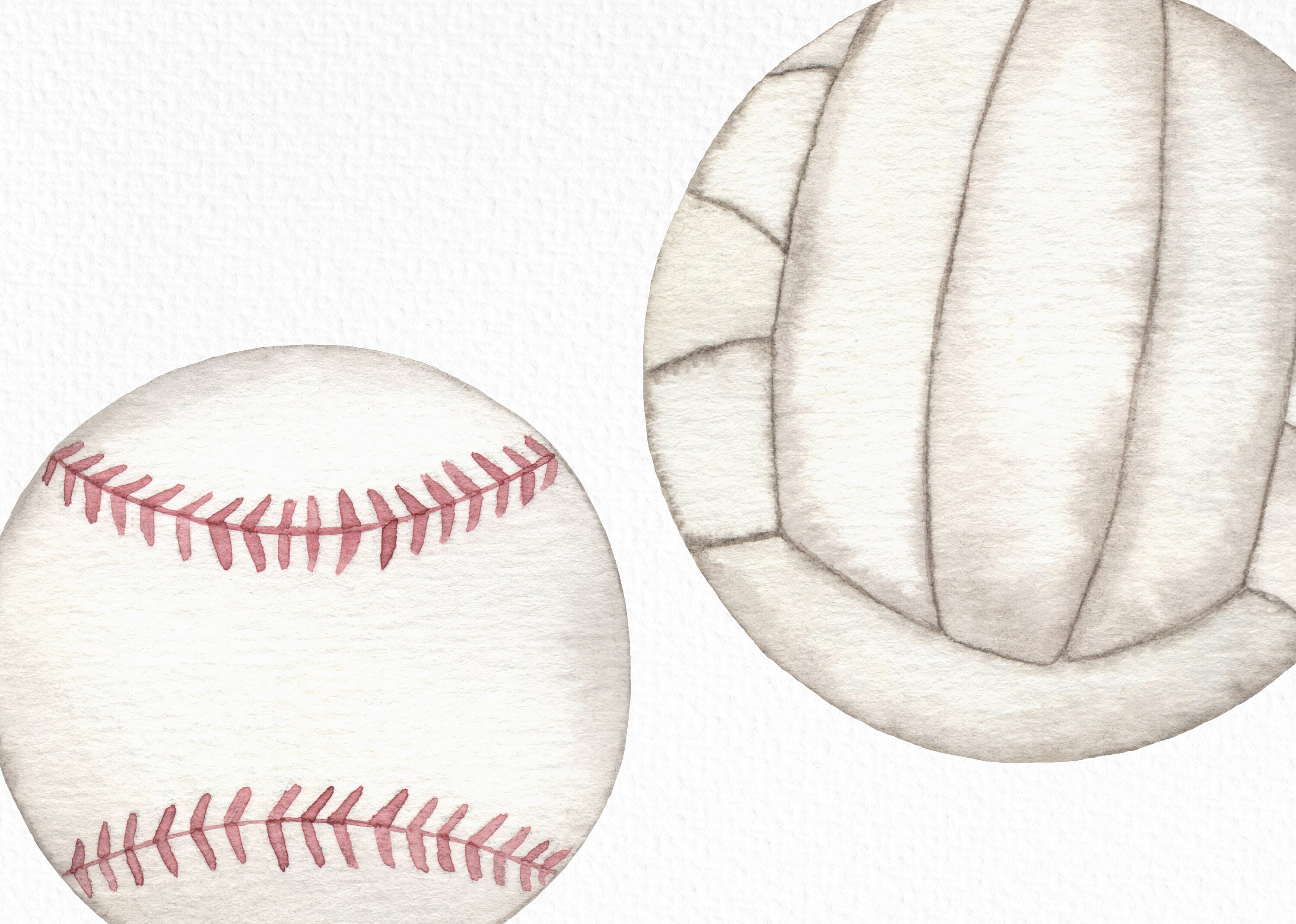 Watercolor Sports Balls Clipart, Sports Clipart, Baseball Football ...