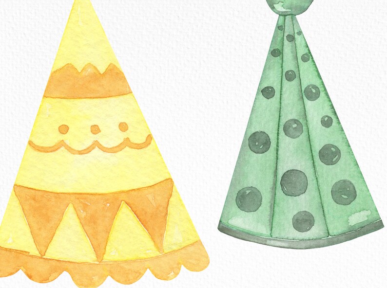 Watercolor Party Hats Clipart Colorful Birthday Hats and - Etsy