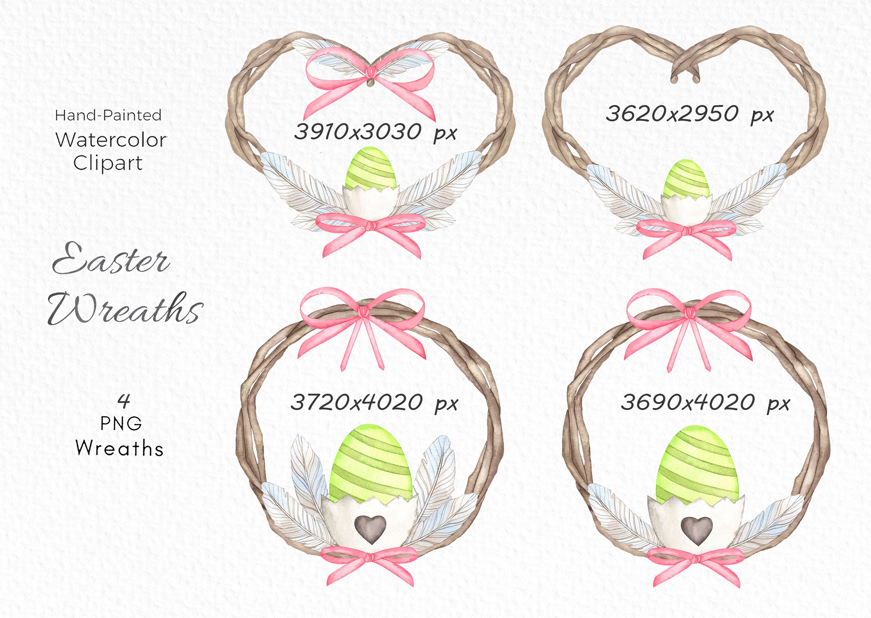 Watercolor Easter Wreath Clipart, Frame With Eggs and Feathers - Etsy