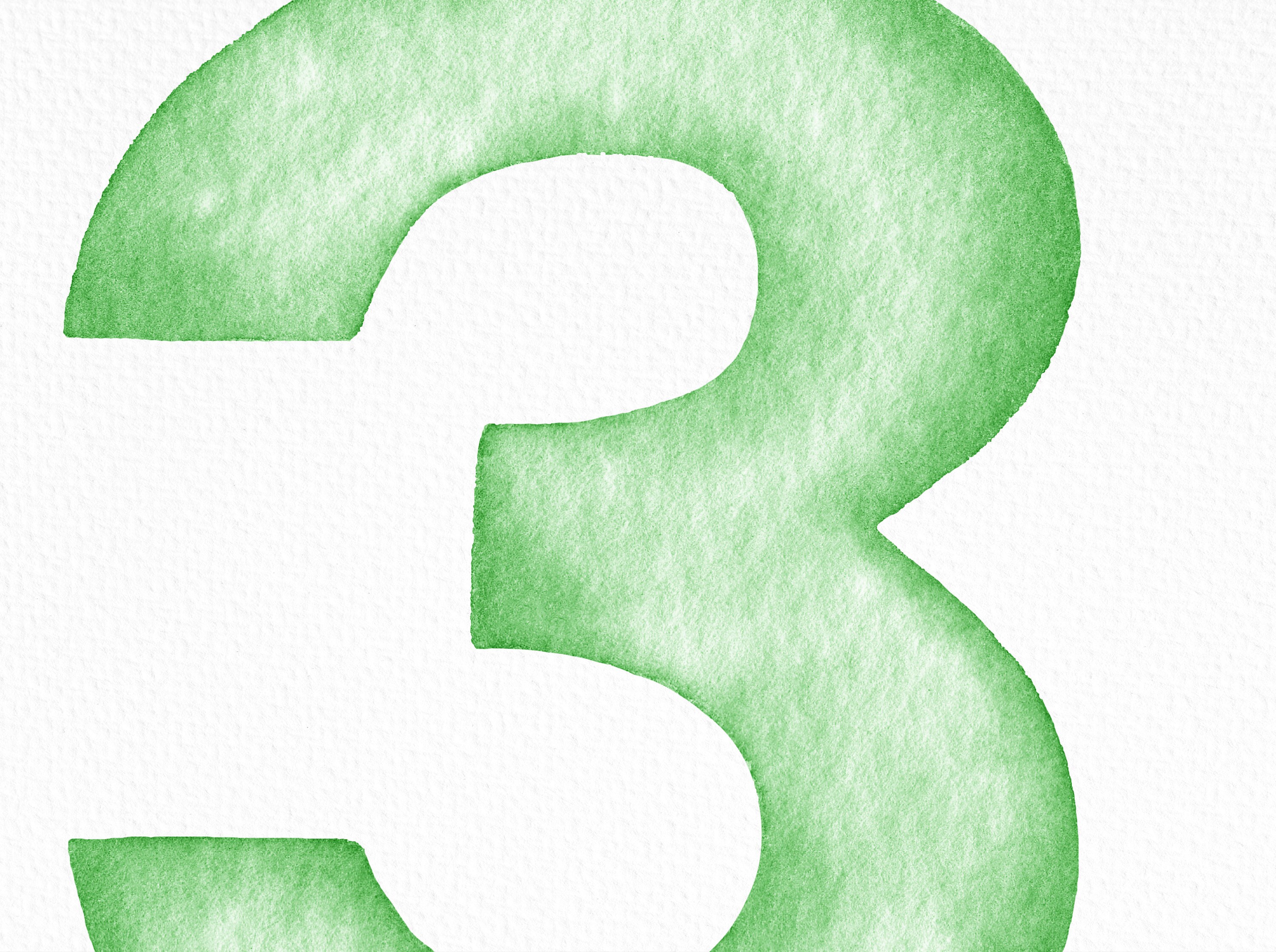 Watercolor Green Numbers Clipart, Hand Painted Individual PNG, Baby ...