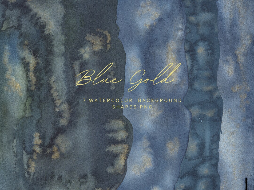 Watercolor Blue Gold Background Clipart, Watercolor Shape, Greeting ...