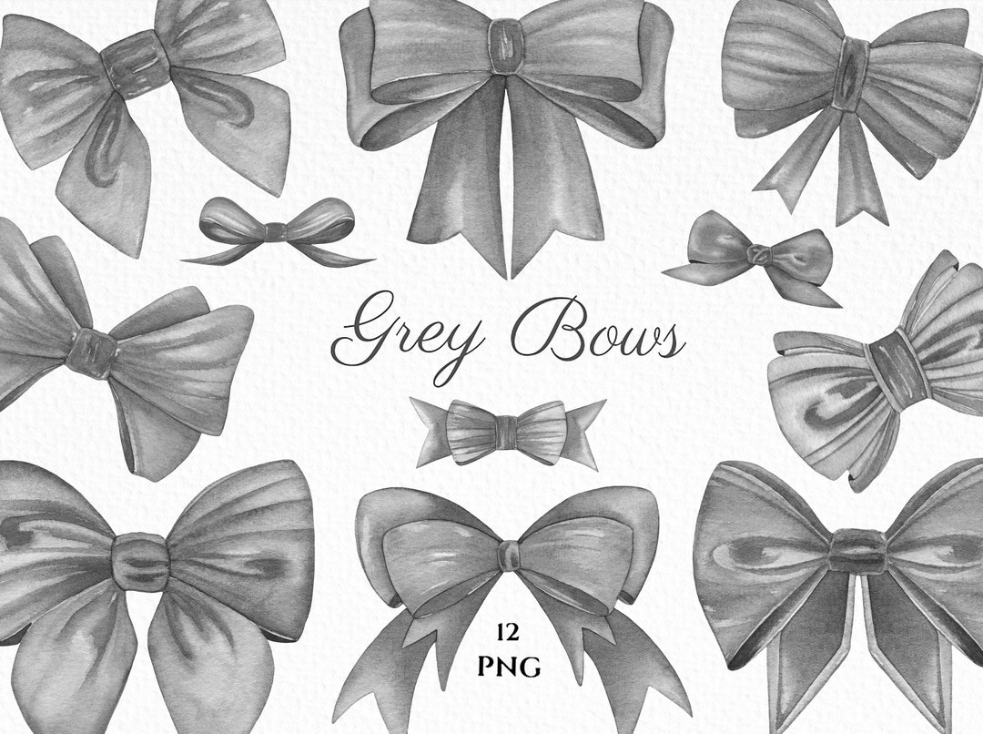 Watercolor Gray Bows Clipart, Hand Painted Birthday Bows PNG - Etsy