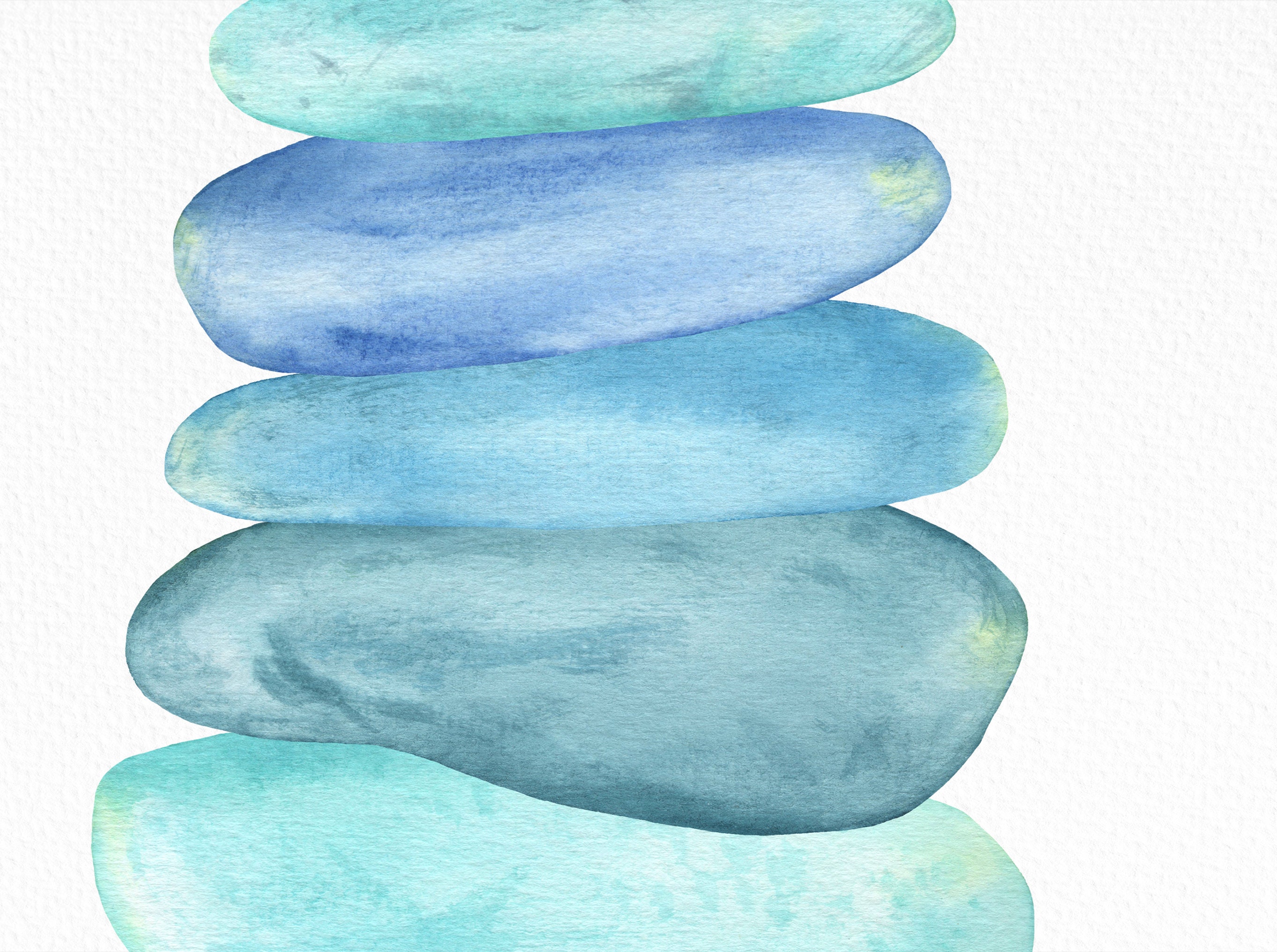 Watercolor Sea Glass Clipart, Marine Beach Clipart, Blue Sea Glass ...