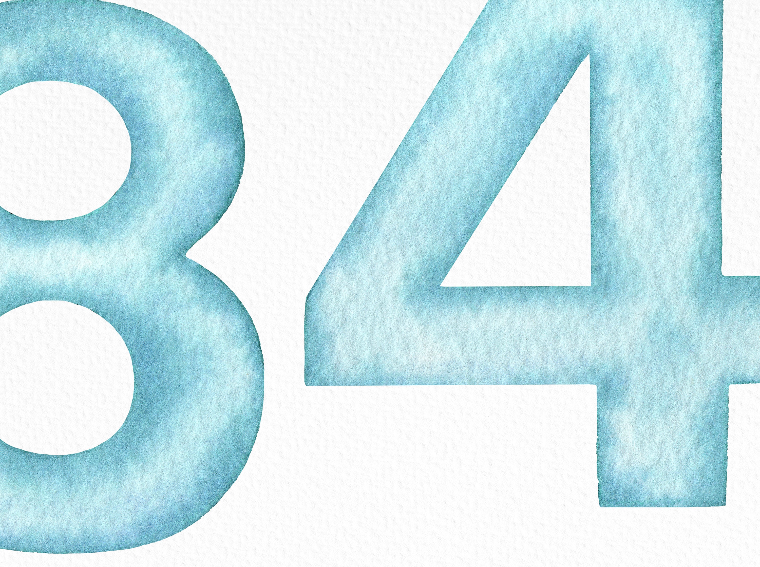 Watercolor Blue Numbers Clipart, Hand Painted Individual PNG, Baby ...