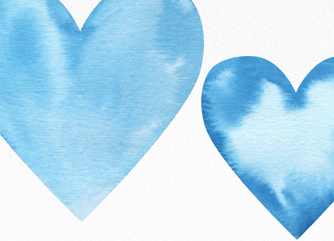 Watercolor Blue Hearts Clipart for Love, Mother's Day, Valentine's Day ...
