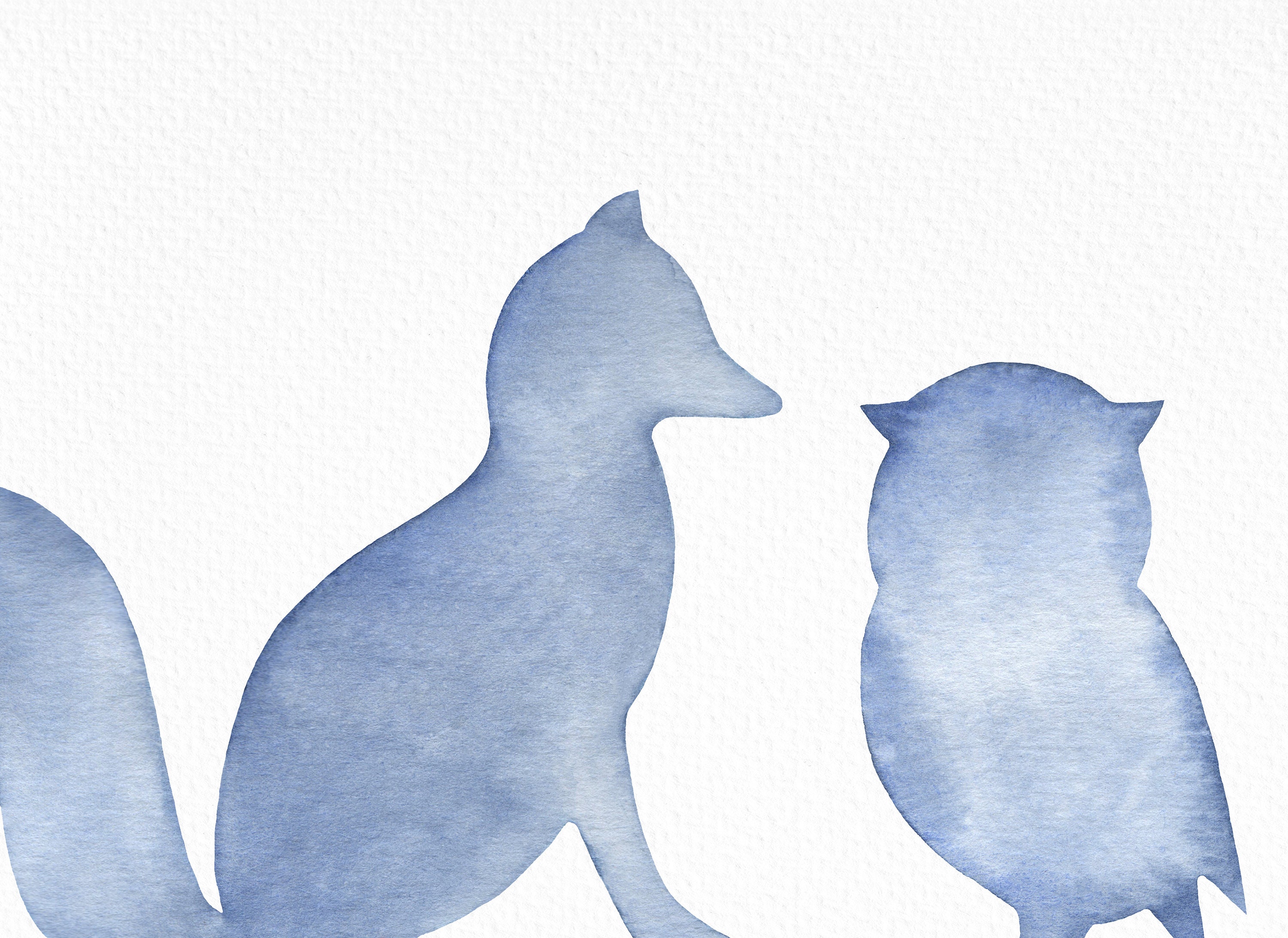 Winter Forest Animals Clipart Watercolor Animal Silhouettes - Etsy