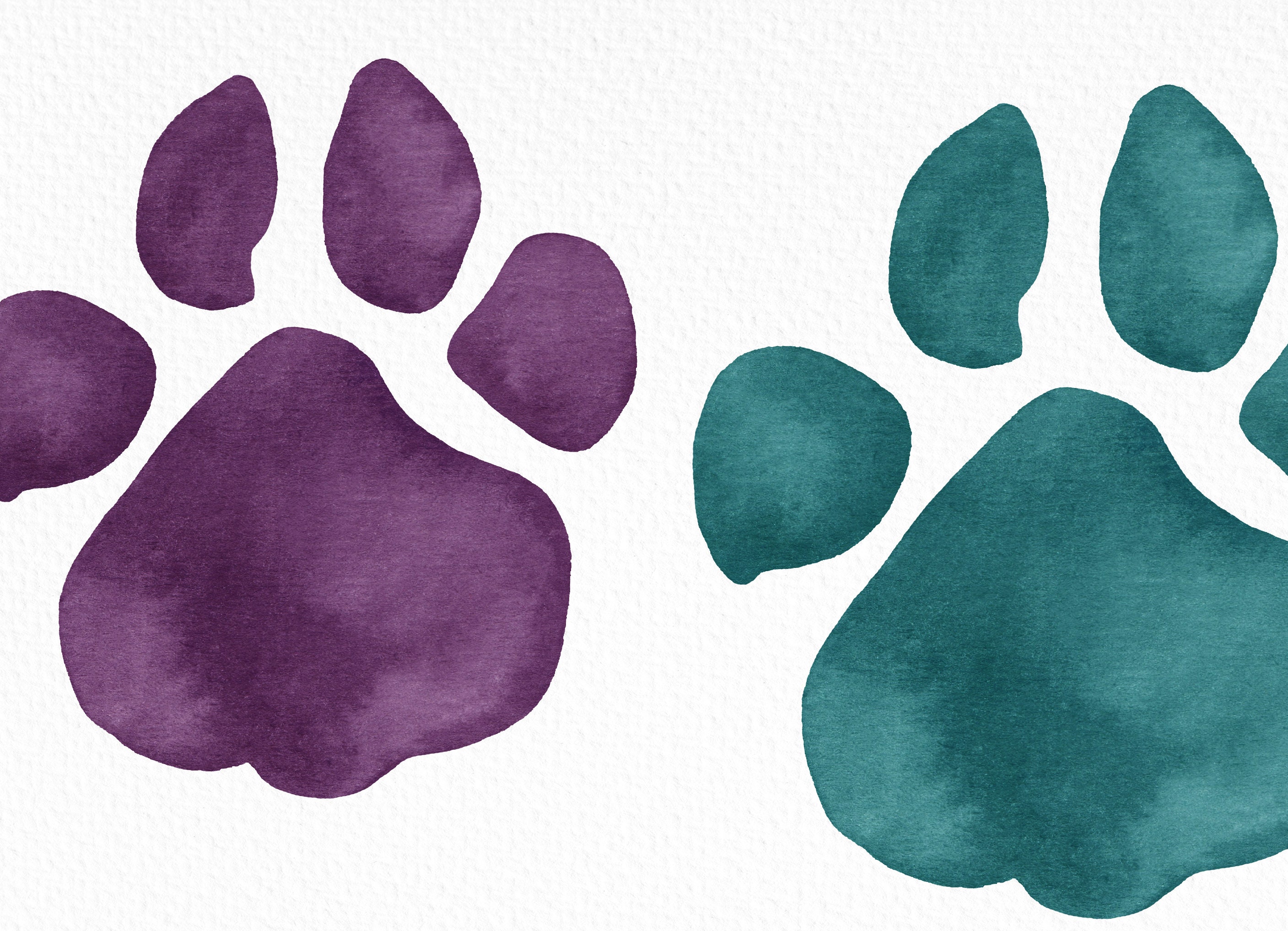 Watercolor Paw Prints Clipart, Dog Bear Paw Prints PNG - Etsy