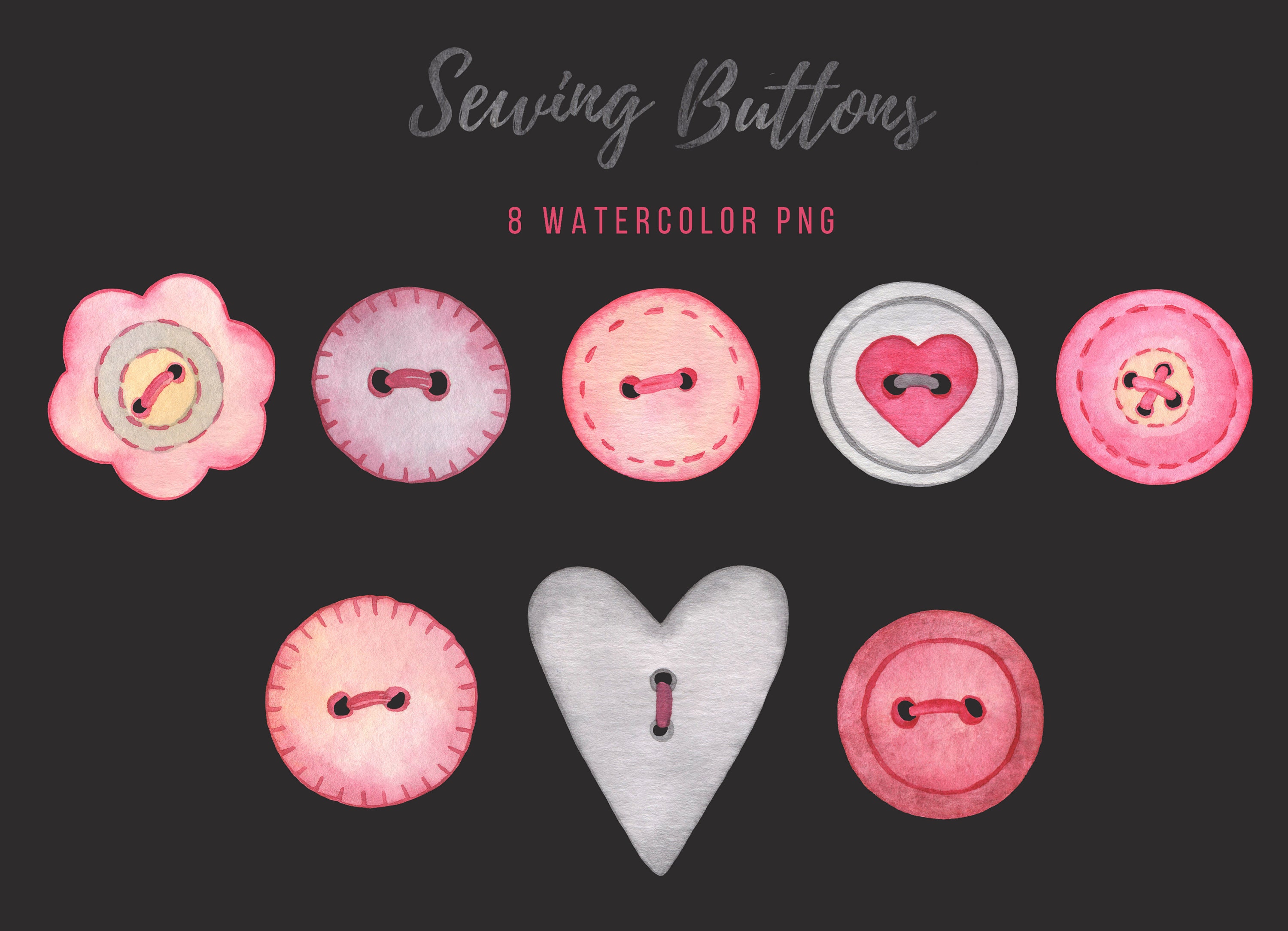 Pink Sewing Buttons Clip Art