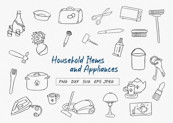 Household Items and Appliances SVG EPS Icons Line Art | Etsy