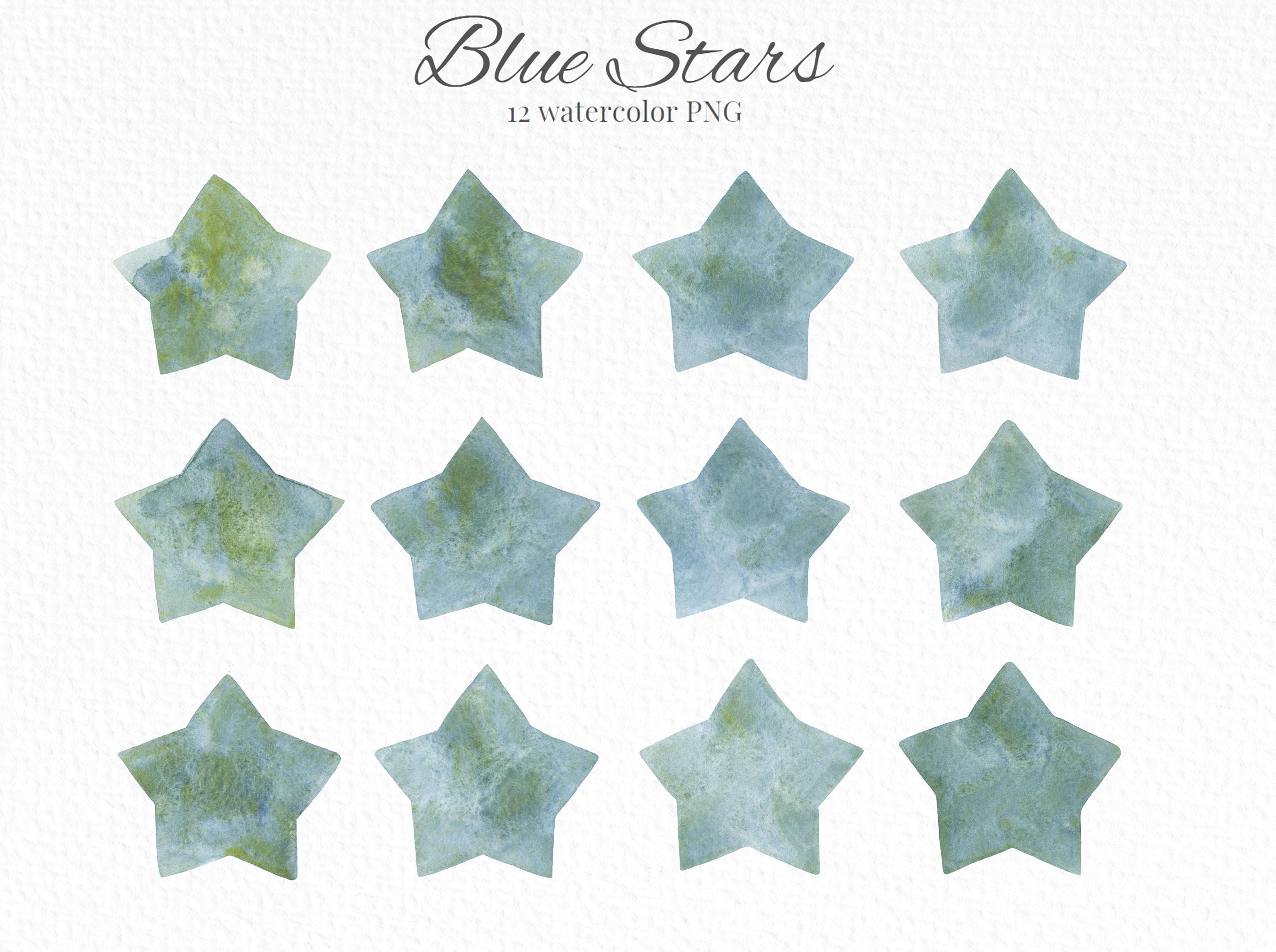 Watercolor Blue Stars Clipart, Hand Painted Stars, Cute Stars Clipart ...