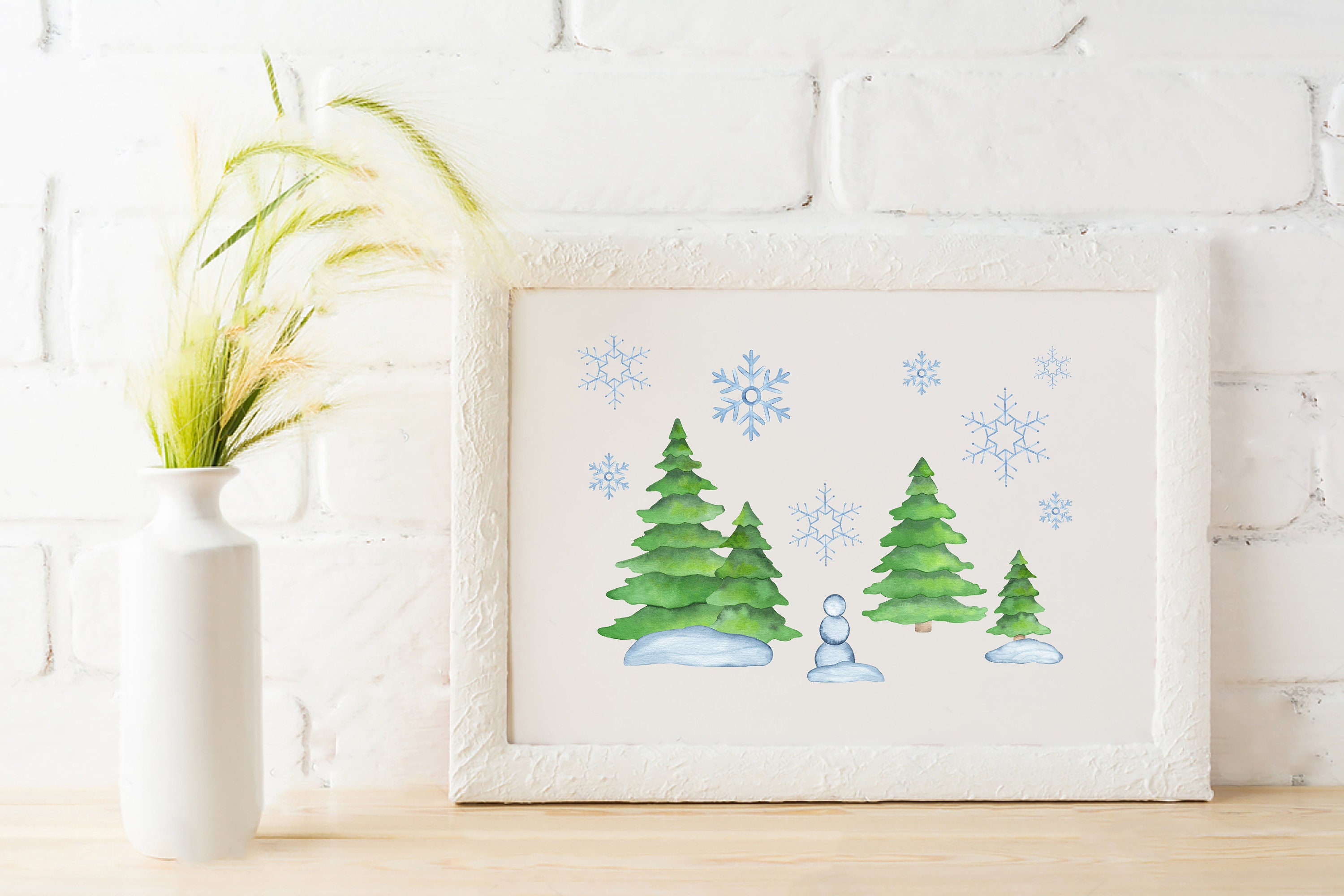 Watercolor Christmas Tree Clipart Forest Pine Tree - Etsy