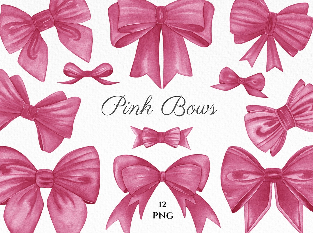 Watercolor Pink Bows Clipart, Hand Painted Birthday Bows PNG - Etsy