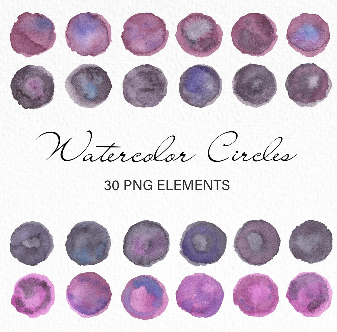 Watercolor Violet Circles Clipart, Round Clipart, Violet Circles PNG ...